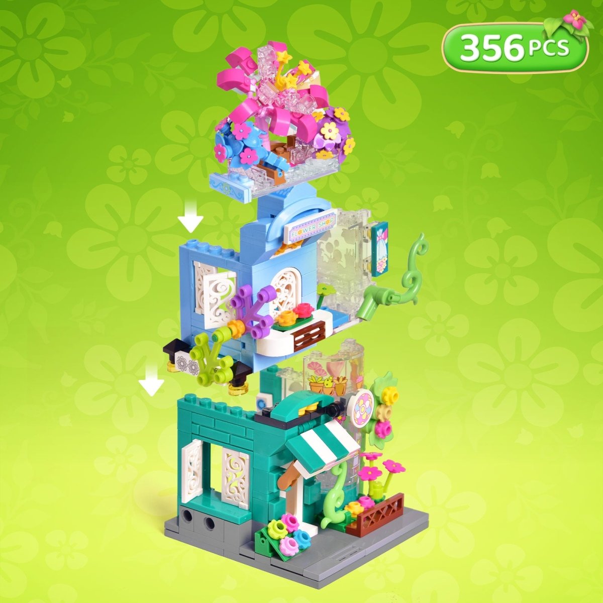 356PCS Flower House Creative City Street View Building Blocks - PopFun