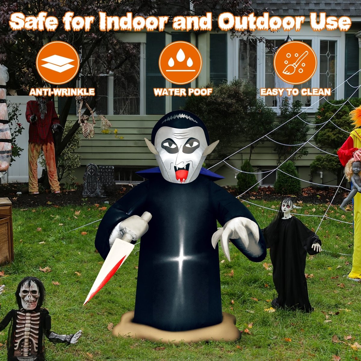 5ft Inflatable Murderous Vampire with LED Lights | PopFun