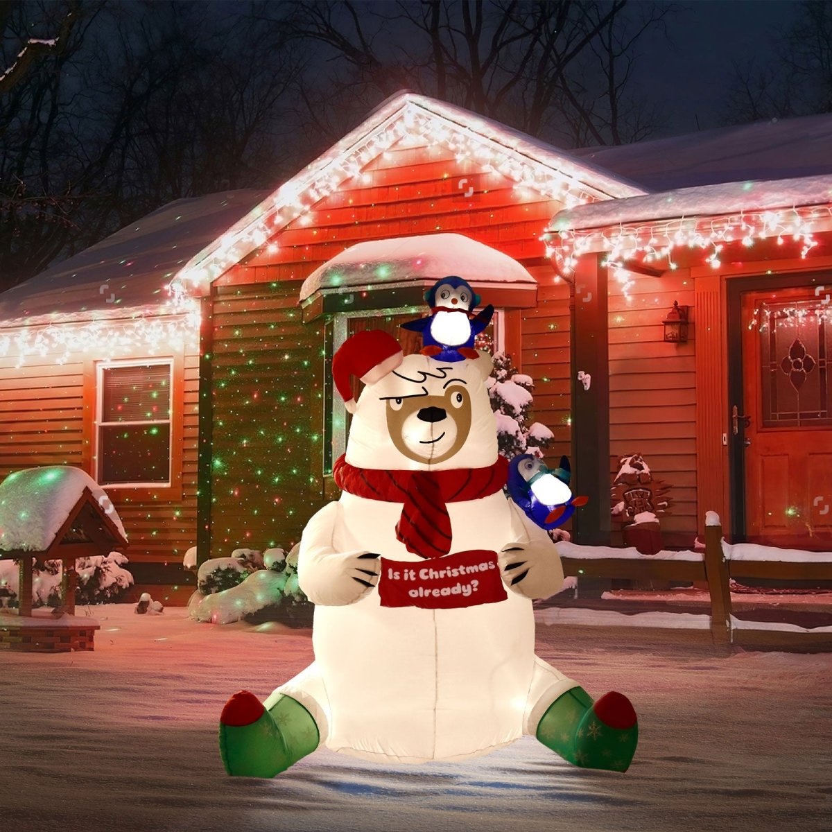 6' Ft Merry Bear l Outdoor Christmas Decorations l PopFun