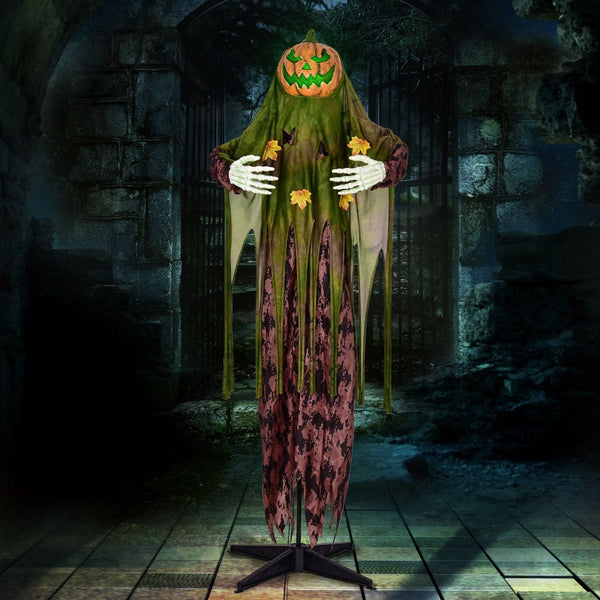 67" Halloween Interactive Standing Pumpkin Man with Lights and Sounds ...