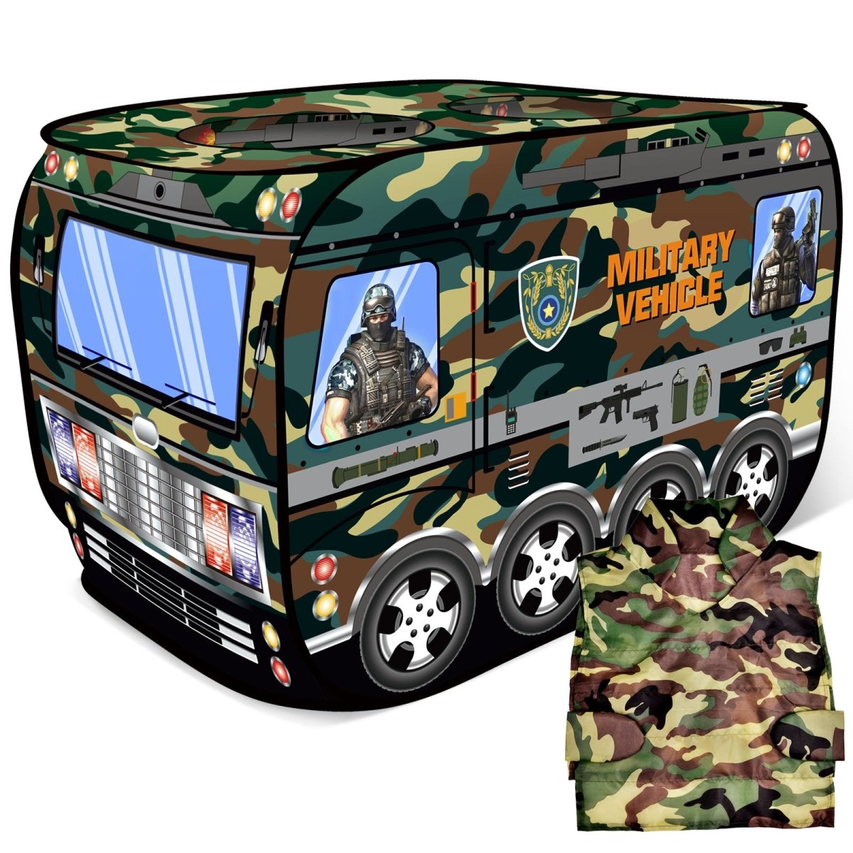 Army Pop-Up Play Tent with Vest | PopFun