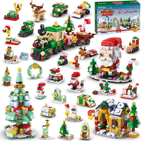 24 Sets Christmas Building Blocks Advent Calendar | PopFun