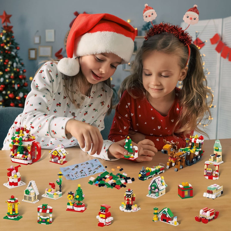 24 Sets Christmas Theme Building Blocks Advent Calendar | PopFun