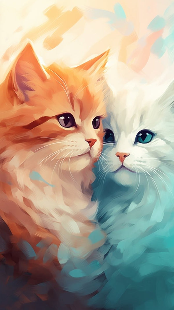 Digital Wallpaper: Watercolor Loving Cats - PopFun
