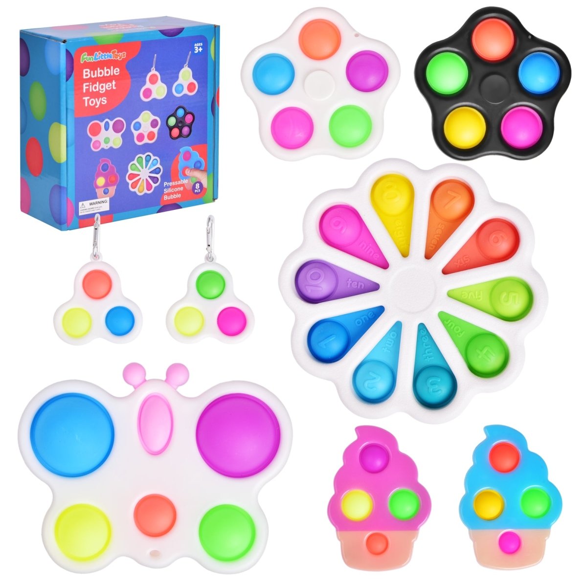 8 Pcs Pop it Fidget Toy Pack | PopFun