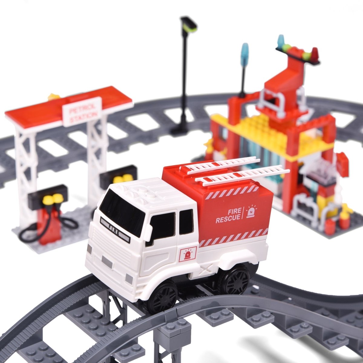 Fire Station with Train Tracks | PopFun