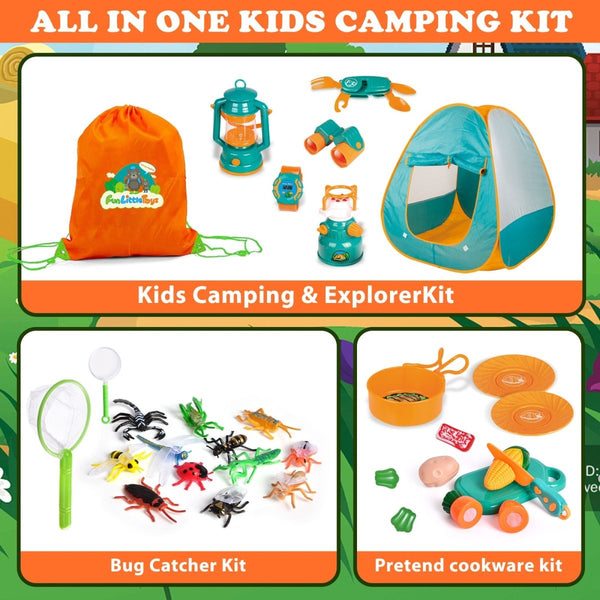 Kids Camping Play Tent 35 PCS with Accessories | PopFun