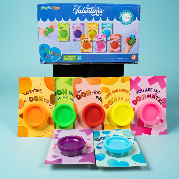 Kids Valentine Play dough Set with Cards 28 Pcs | PopFun