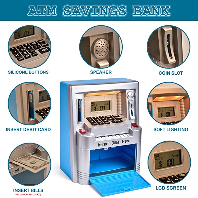 Realistic ATM Piggy Bank Pretend Play Set | PopFun
